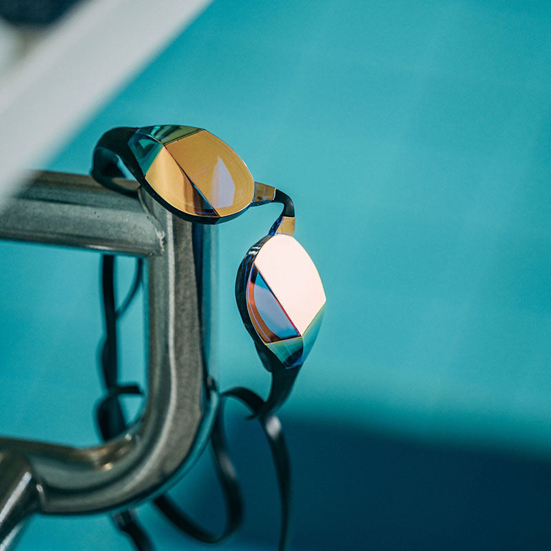 Mirrored Swim Goggles | TheMagic5 Blue Magic Mirror Gold – THEMAGIC5
