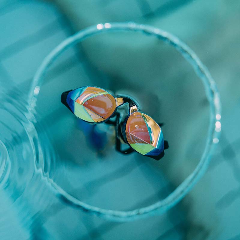 Mirrored Swim Goggles | TheMagic5 Blue Magic Mirror Gold – THEMAGIC5